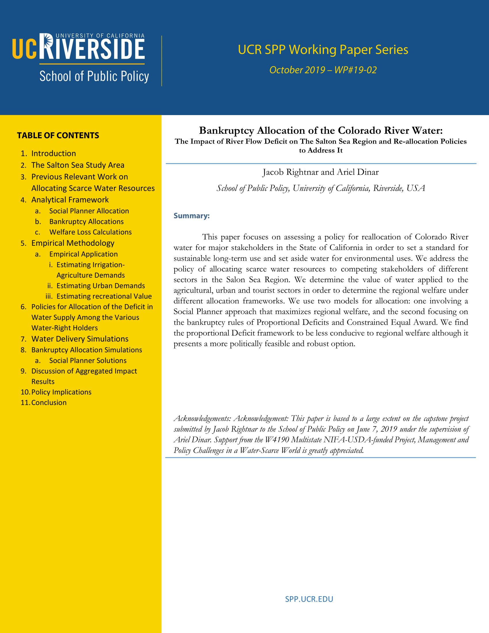 Working Papers | School of Public Policy